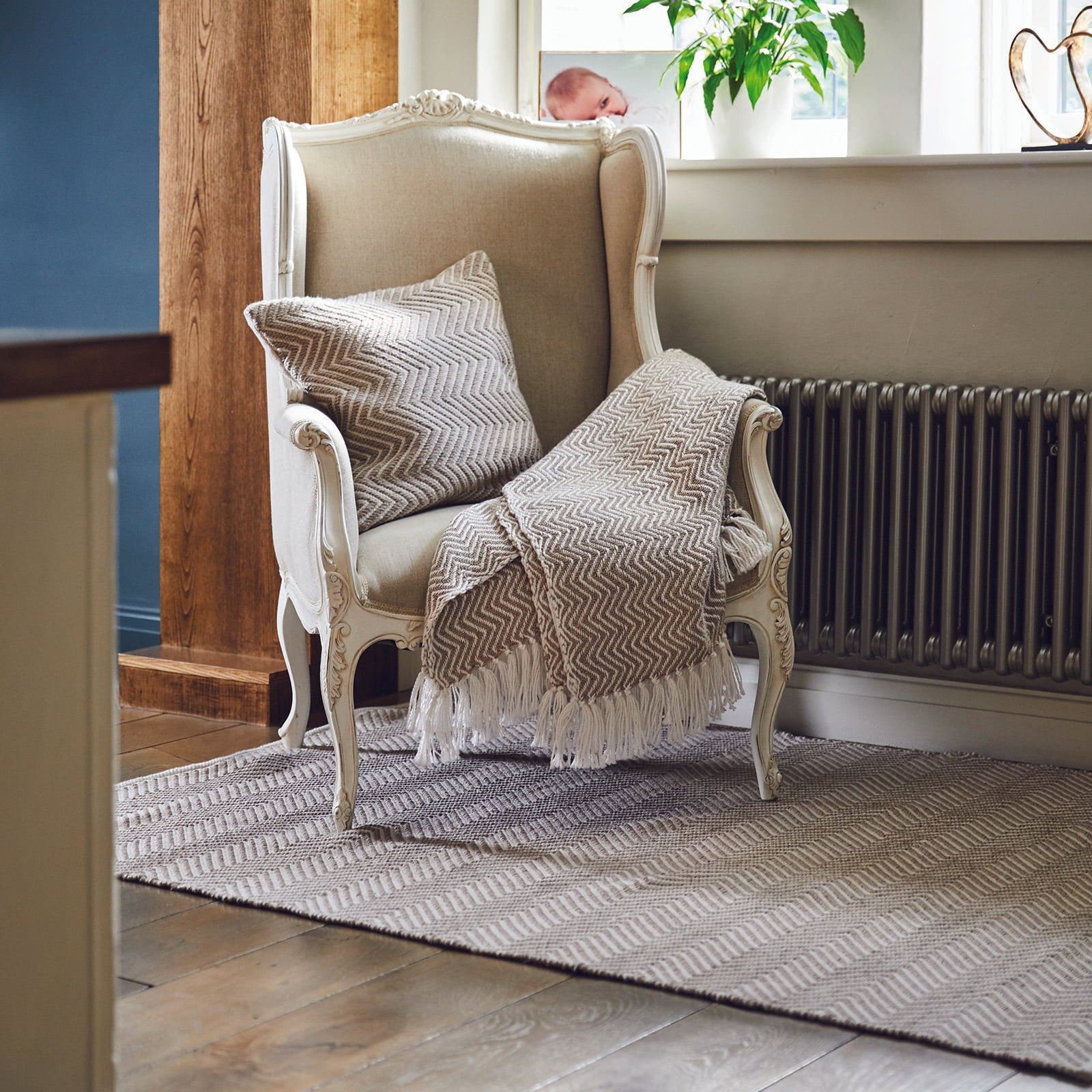 Hug Rug Woven Herringbone Throw Natural 130X180 Rug – e-Rugs.co.uk